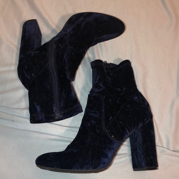 Shoes | Royal Blue Chunky Heel Boots | Poshmark